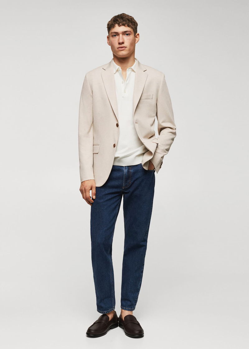 MANGO Slim Fit Microstructure Blazer | Endource