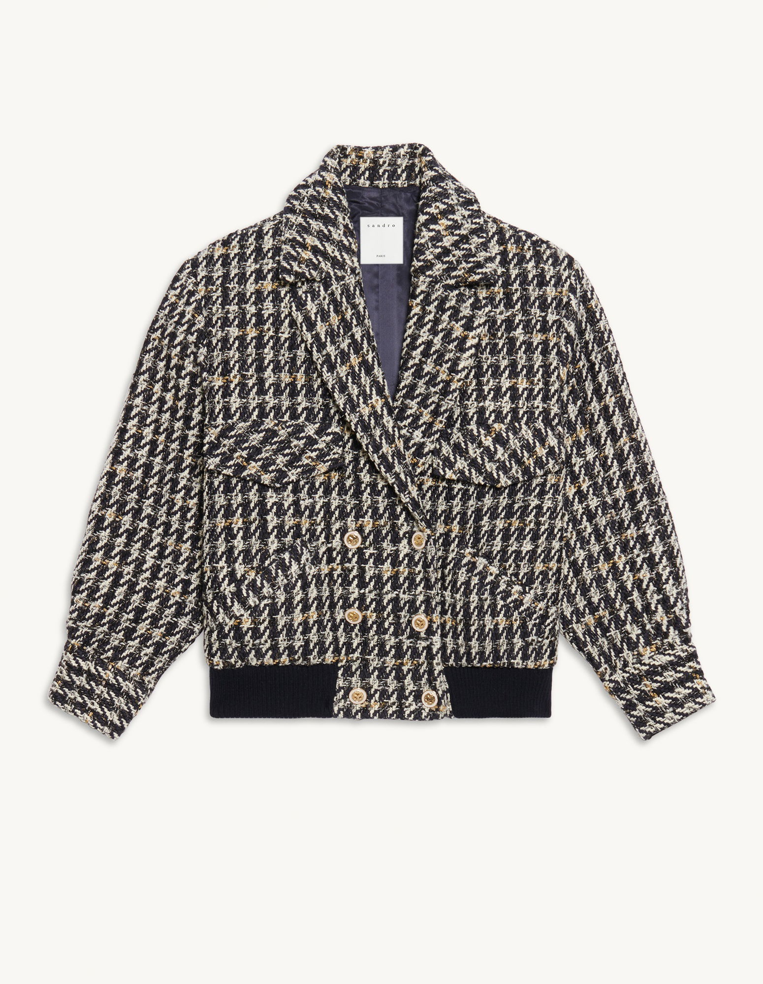 SANDRO Tweed Jacket in Marine / Blanc | endource