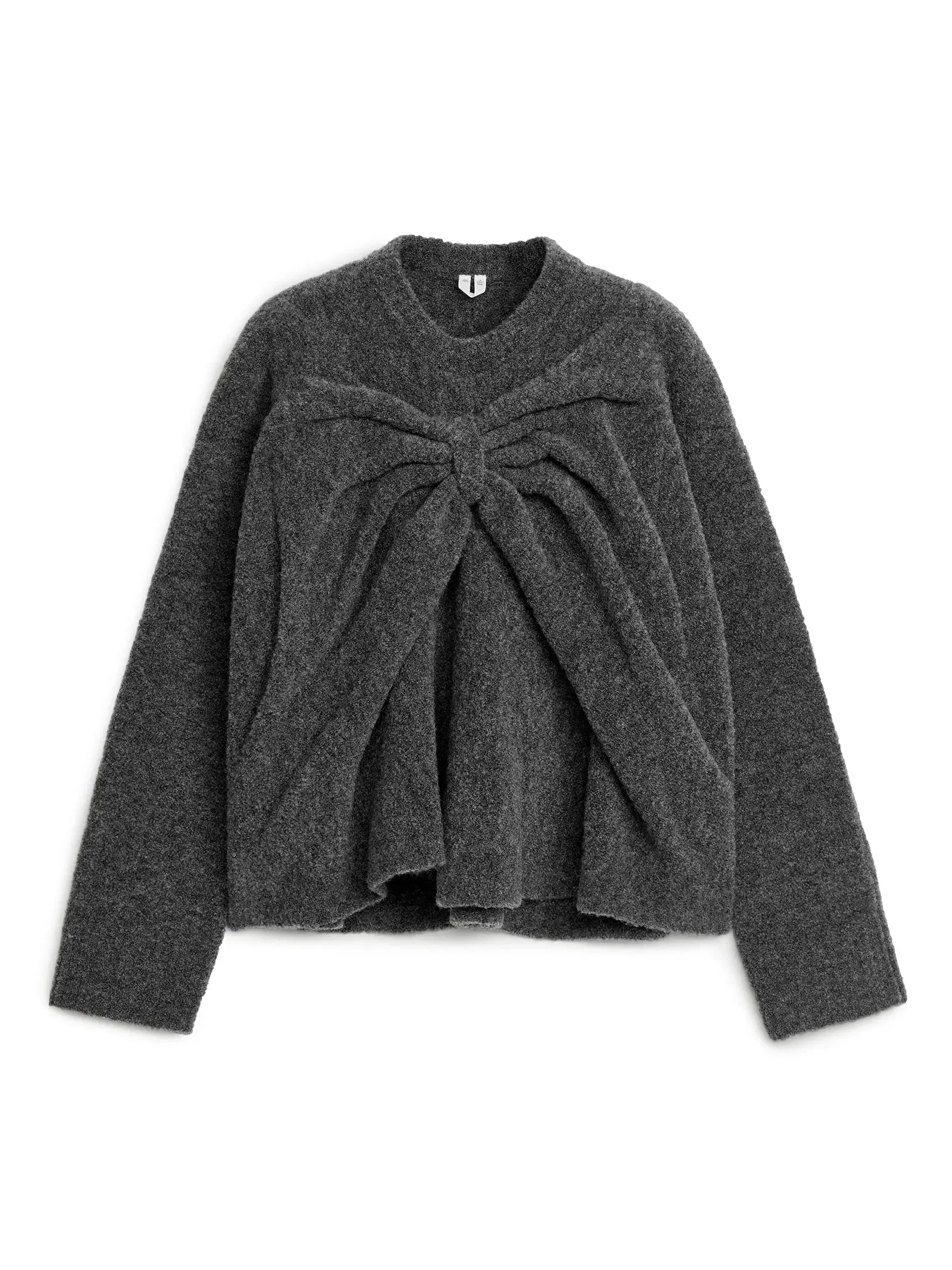 ARKET Bow Wool Jumper in Grey Melange | endource