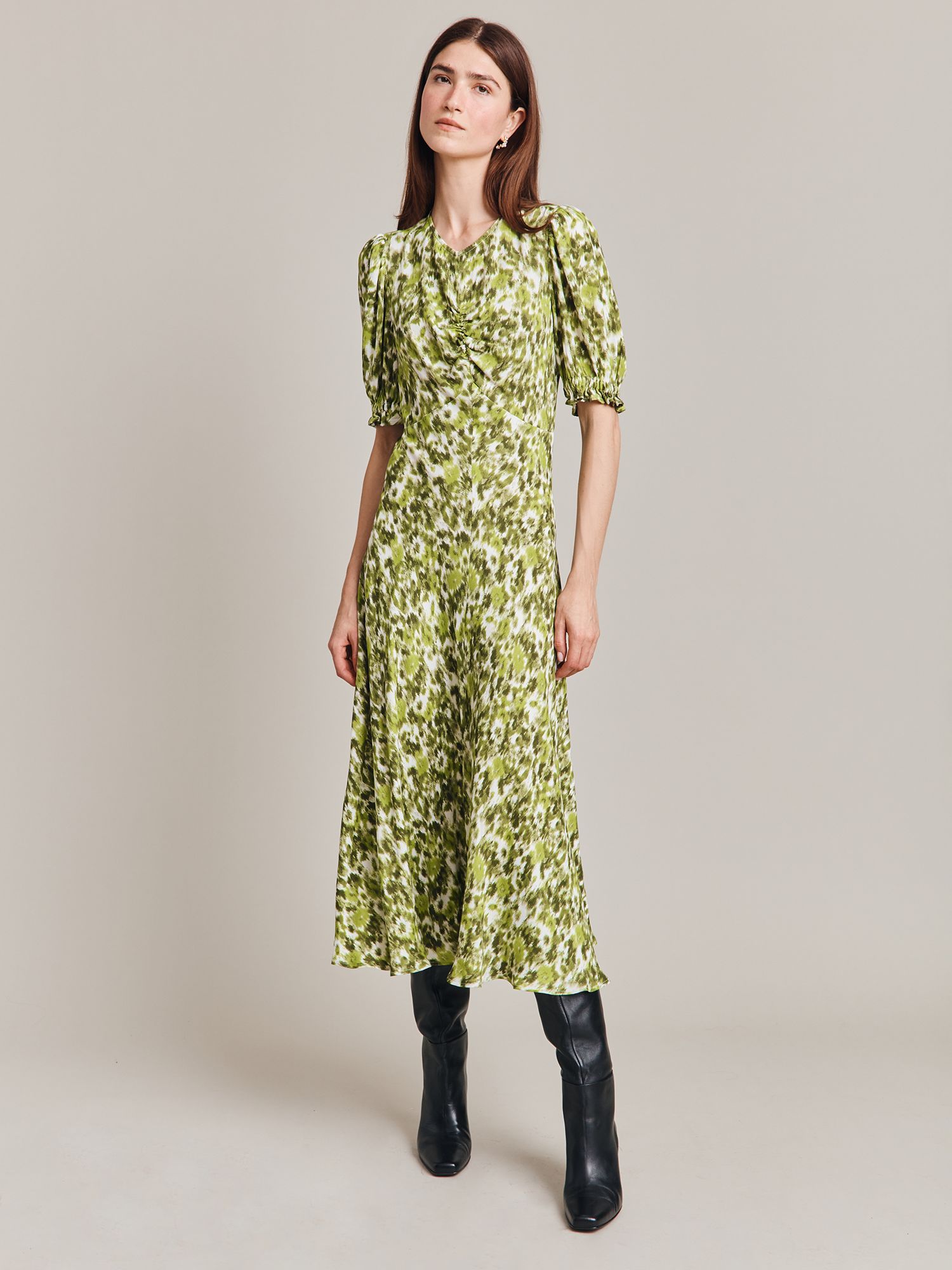 GHOST Lainey Ikat Print Midi Dress | endource
