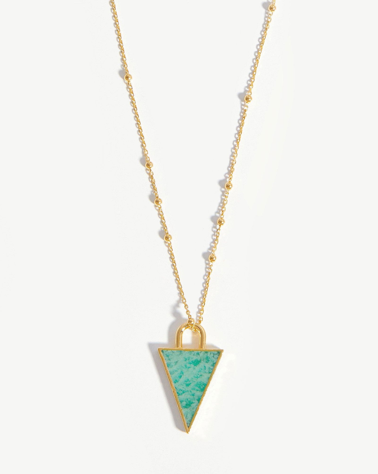 MISSOMA Triangle Pendant Chain Necklace in 18ct Gold Plated/Amazonite ...