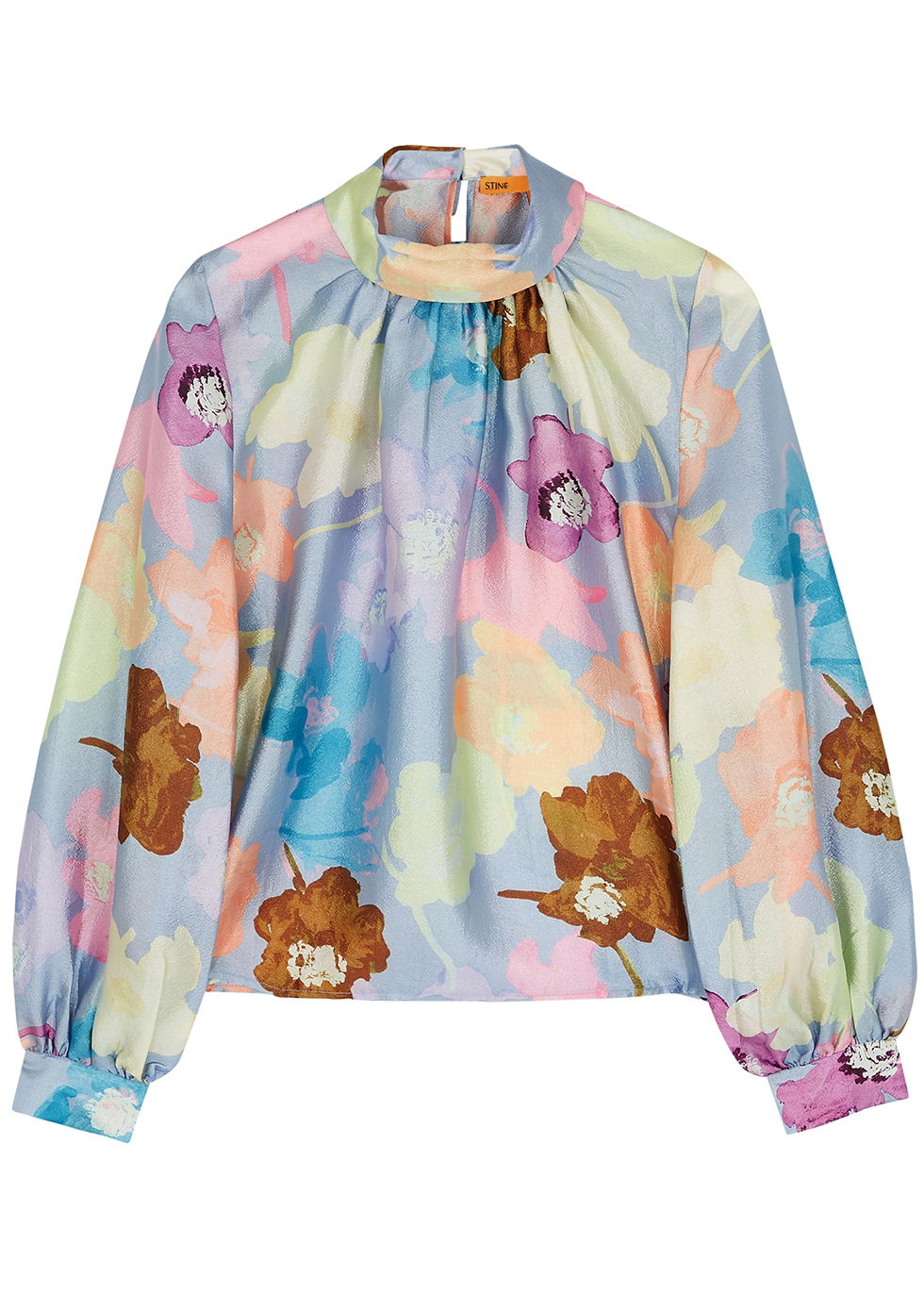 STINE GOYA Ashley Floral-Print Satin Blouse | endource