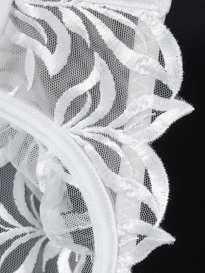 REISS Bluebella Embroidered Mesh Bra in White | Endource