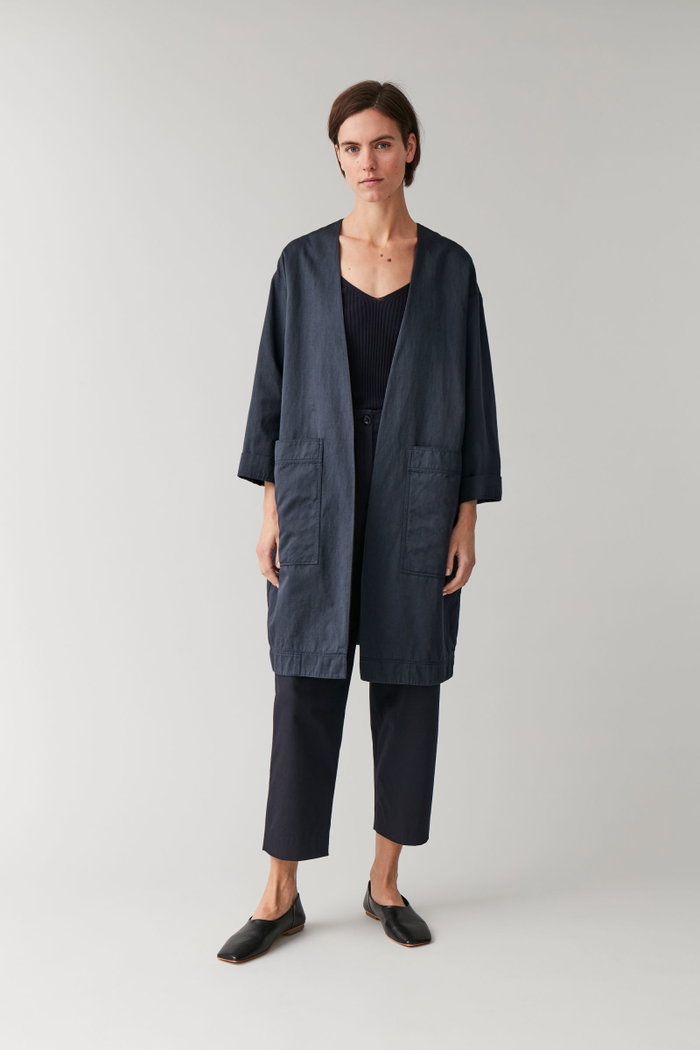 COS Cotton-linen Jacket With Draped Front | endource