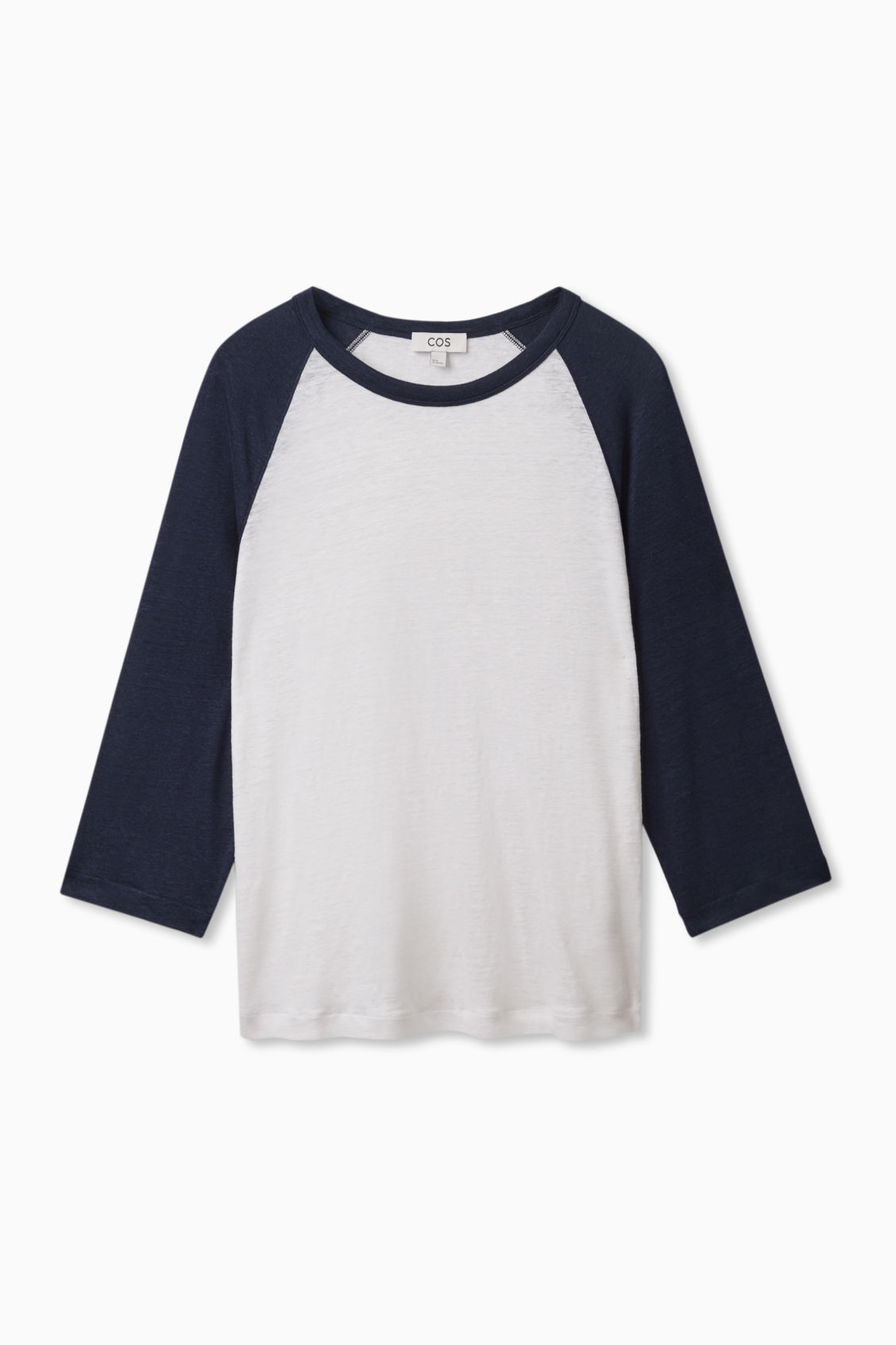 COS Linen Baseball Top in NAVY / WHITE | endource