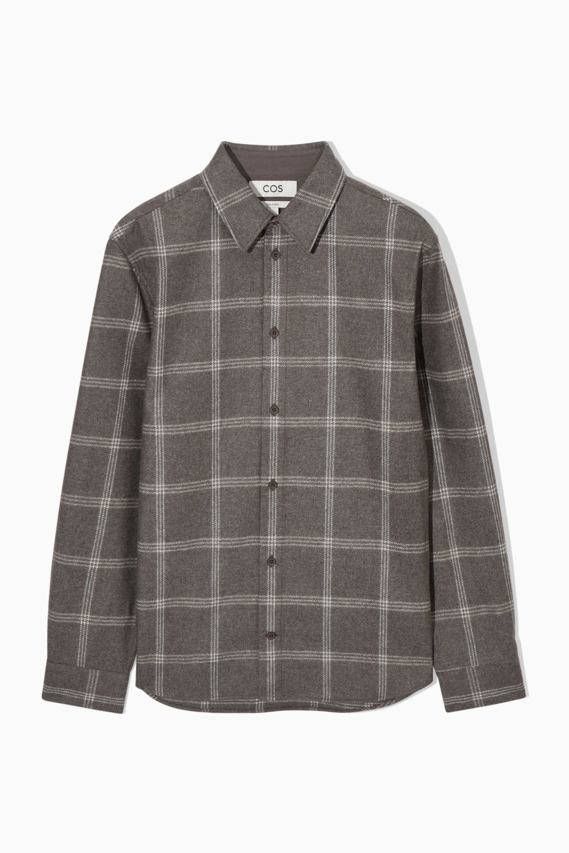 COS Checked Wool Shirt in DARK GREY / CHECKED | Endource