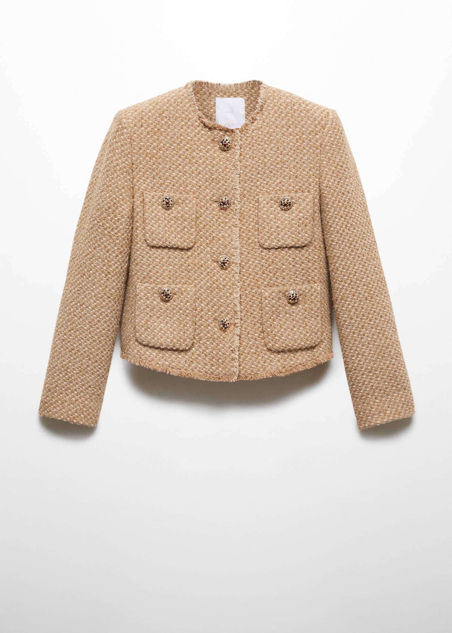 MANGO Tweed Jacket With Jewel Buttons | endource