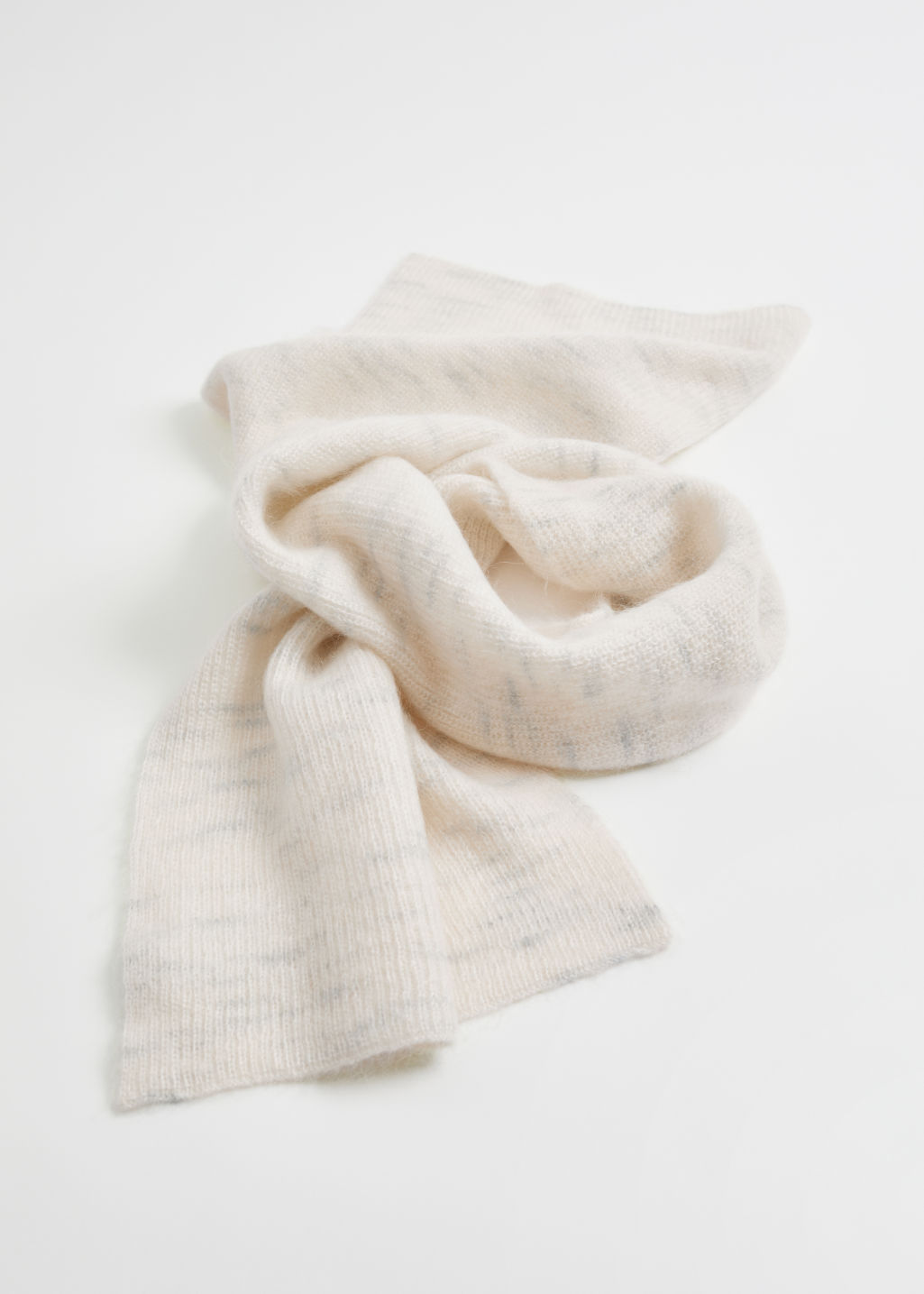 & OTHER STORIES Mohair Blend Marled Scarf in Cream | endource